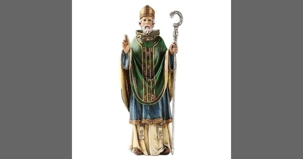 Small Irish Saint Patrick Full Color Mini Resin Statue