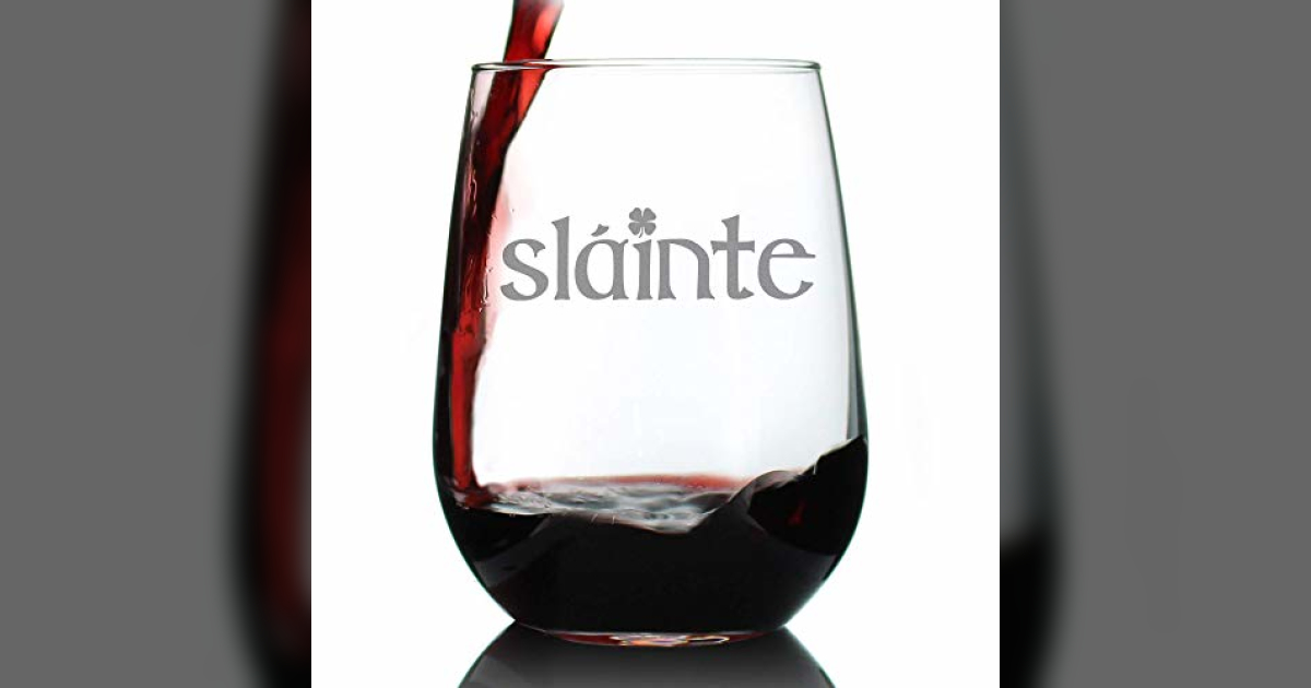 Irish Cheers Sláinte Stemless Wine Glass | Gift Idea