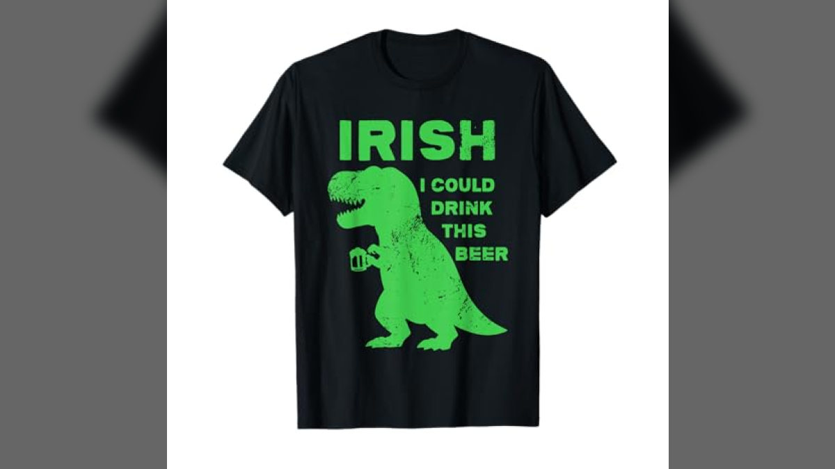 Funny T-Rex Irish I Could Drink This Beer T-Shirt